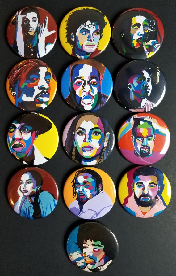 Celebrity Pop Art Buttons by Vakseen - Music & Pop Culture Art Buttons ...